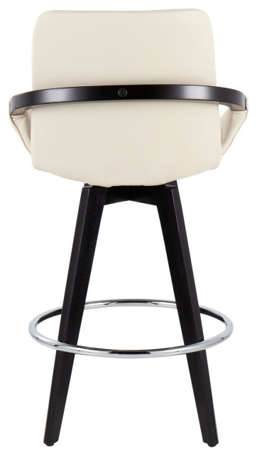 Cosmo Swivel Fixed-Height Counter Stool, Set of 2, Black Wood/Chrome ...