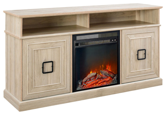 Modern Metal Accent 2 Door Highboy Fireplace Tv Stand For Tvs Up To 65 ...