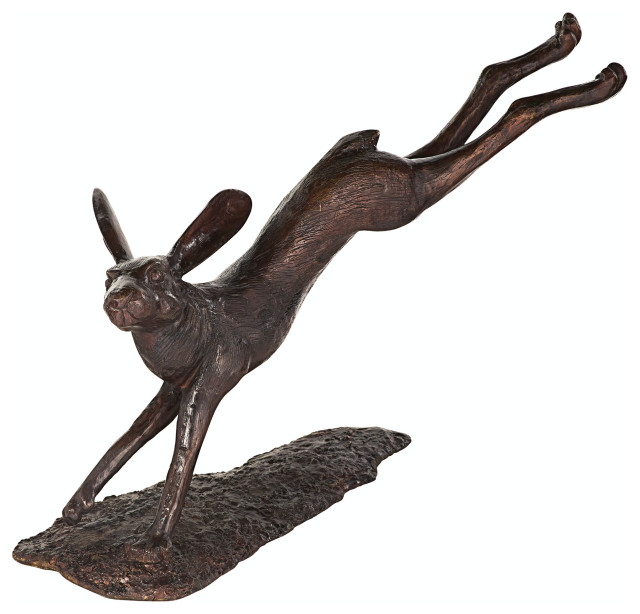 Leaping Hare Bronze Statue - Contemporary - Garden Statues And Yard Art ...