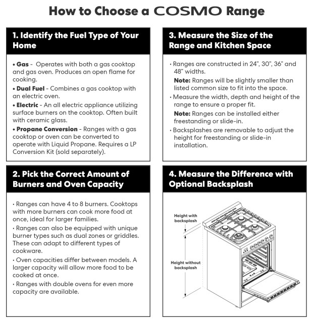 Cosmo COS-305AGC 30" 5.0 cu.ft. Single Oven Gas Range With 5 Burner ...