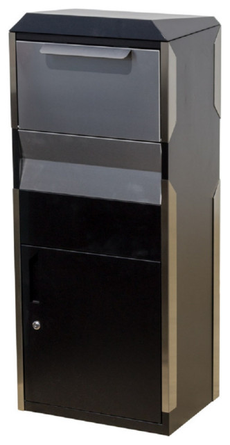 Locking Parcel Drop Box, Black With Stainless Steel - Transitional ...