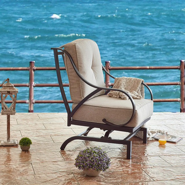 Outdoor Lounge Chair, Cushioned Seat With Motion Spring Function ...