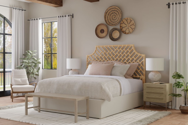 Rattan Chippendale Headboard, Natural, Queen - Tropical - Headboards ...