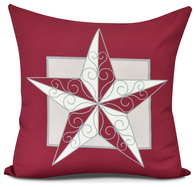Night Star, Geometric Print Pillow, Red, 18" x 18" - Contemporary ...