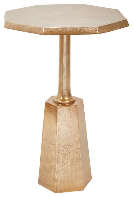 Aluminum Accent Table with Tubular Hexagonal Base, Gold - Contemporary ...