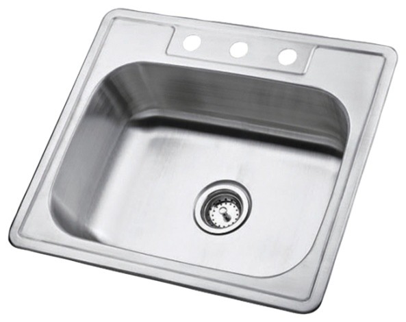 Gourmetier Self-Rimming Single Bowl Kitchen Sink Satin Nickel GKTS2520 ...