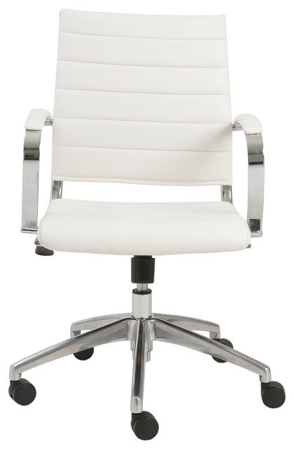 Axel Low Back Office Chair, White With Aluminum Base - Contemporary ...