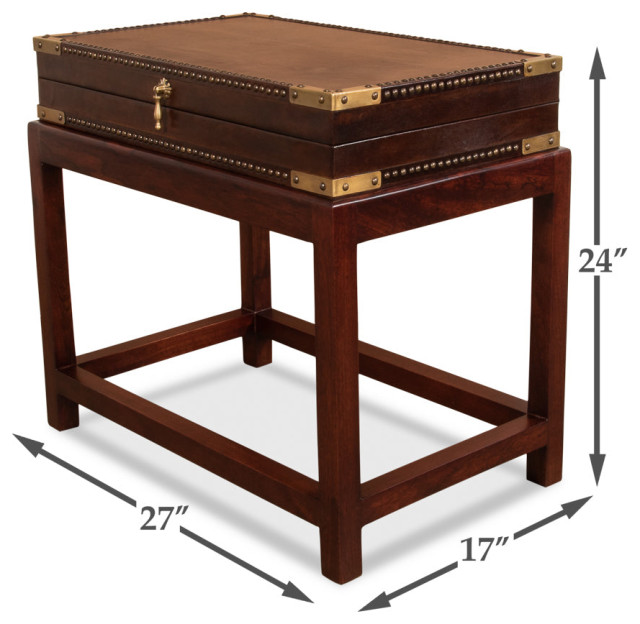 Winchester Box On Stand Leather Accent Cabinet - Transitional - Accent ...