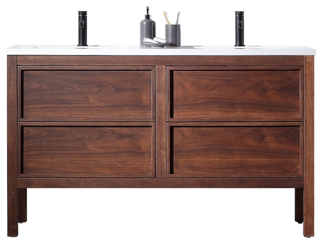 Annecy 55" Dark Walnut Freestanding Modern Bathroom Vanity ...