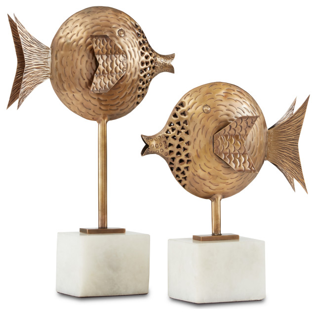 Cici Brass Fish, Set of 2 - Beach Style - Decorative Objects And ...