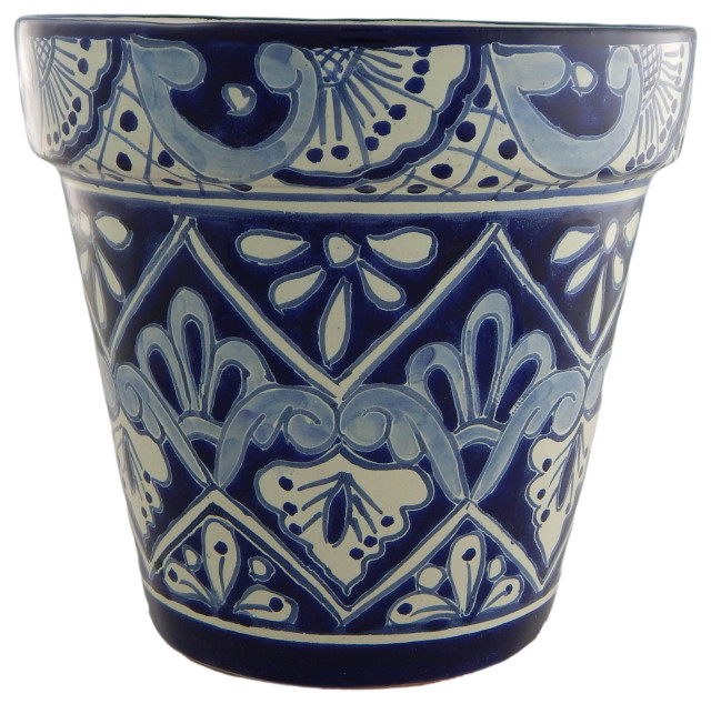 Mexican Ceramic Flower Pot Planter Folk Art Pottery Handmade Talavera ...