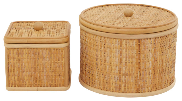 Bohemian Brown Rattan Box Set - Tropical - Decorative Boxes - by ...