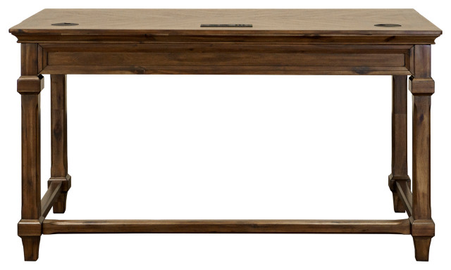 Traditional Wood Writing Desk Office Desk Storage Table Brown ...