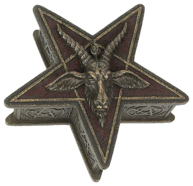 Sigil Of Baphomet Pentagram Shaped Bronze Finish Resin Trinket Box ...