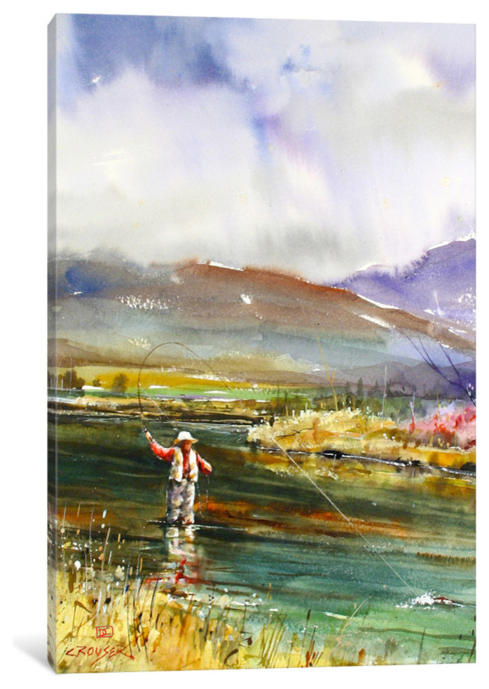 "Fishing II" by Dean Crouser, 12x8x.75, 18x12x1.5 - Contemporary ...