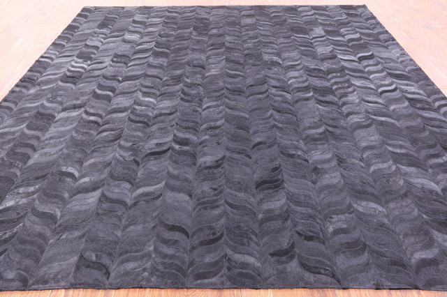 10' Square Natural Cowhide Hand Stitched Rug C1391, 10' 0" X 10' 0 ...