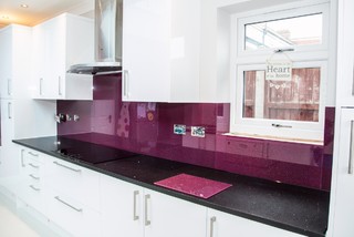 "PURPLE RAINBOW SPARKLE" glass kitchen splashback - Modern - Hertfordshire - by CreoGlass Design ...