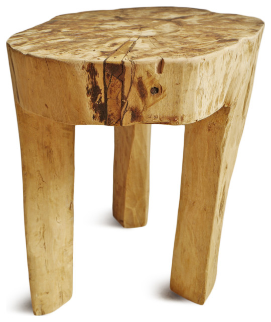 Rustic Naga Three Leg Wood Table 11 - Rustic - Side Tables And End ...