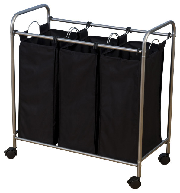 Rolling Triple Laundry Sorter - Transitional - Hampers - by Household ...