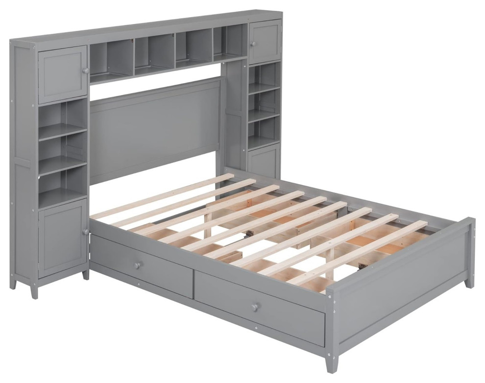 Modern Full Platform Bed With Spacious Storage Unit and 4 Bottom ...