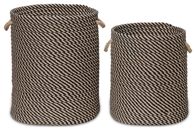Cabana Woven Hampers - Black 17"x17"x22", Round, Braided - Contemporary ...