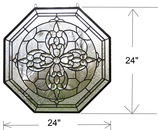 Handcrafted All Clear glass Octagon Beveled window panel 24" x 24 ...