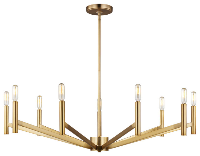 Vector Nine Light Chandelier in Satin Brass - Transitional ...