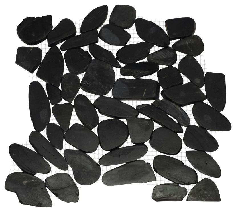 Obsidian Flat Interlocking Pebble Tiles - Traditional - Mosaic Tile ...