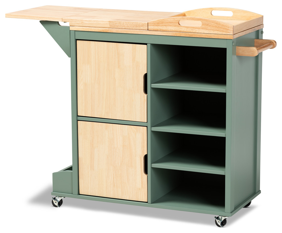 Niccolo Coastal Green Kitchen Cart - Contemporary - Kitchen Islands And ...
