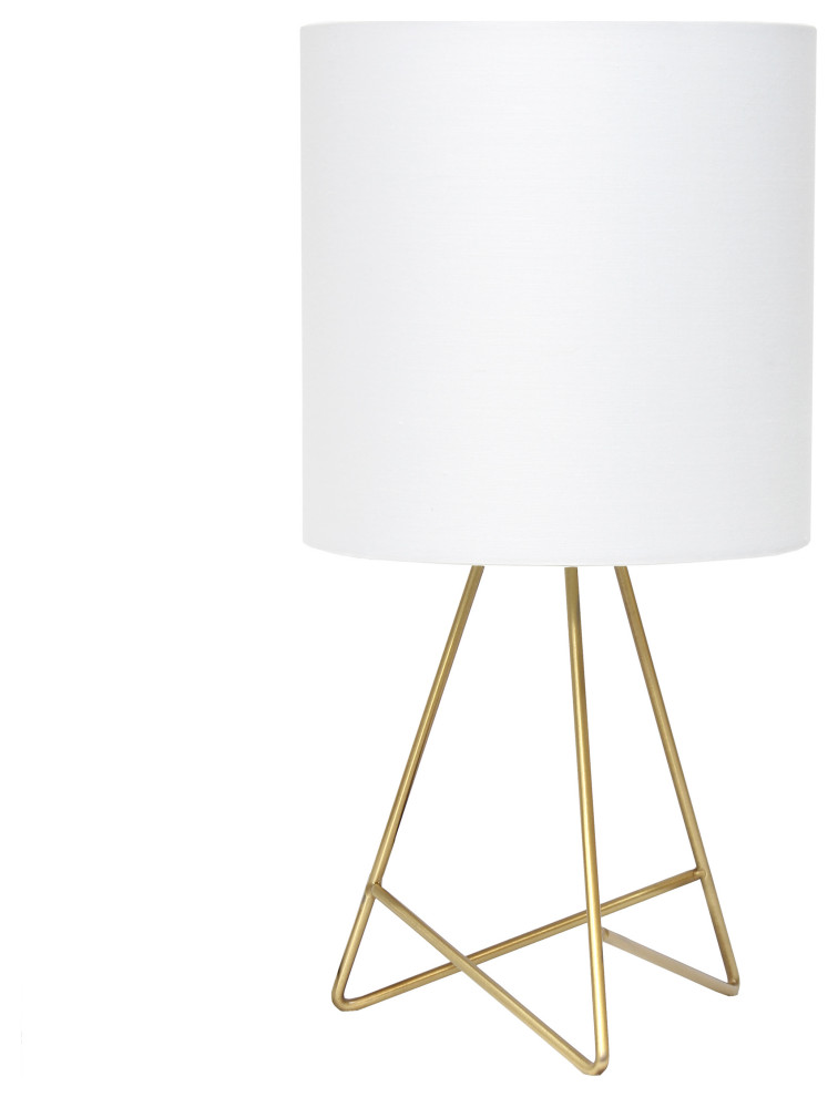 Down to the Wire Table Lamp with Fabric Shade, Gold with White Shade ...