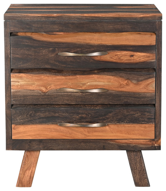 Aubrey 3-drawer Live Edge Wood Nightstand - Rustic - Nightstands And ...