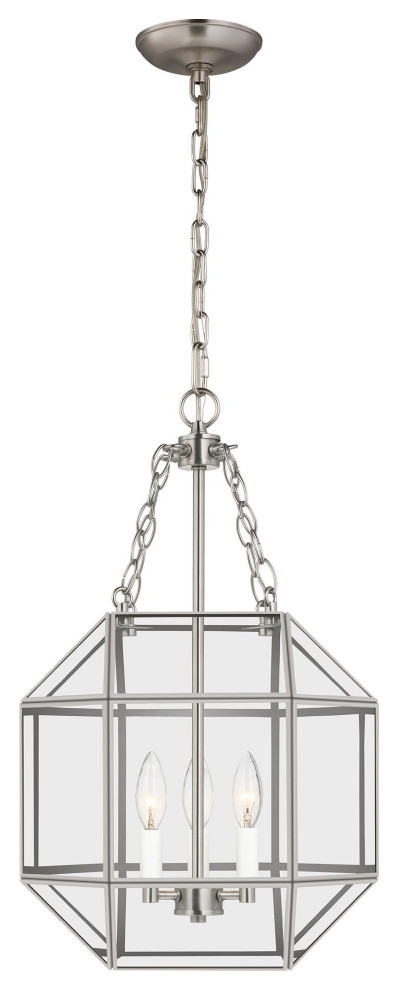 Morrison Small Three Light Lantern, Brushed Nickel - Transitional ...