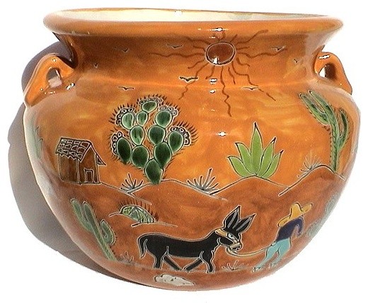 Desert Big Talavera Ceramic Pot, Size: 18" Diameter x 13.5" H ...