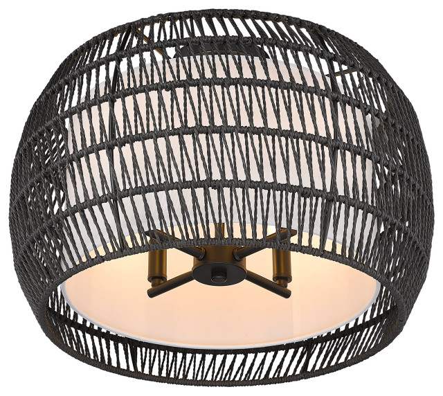 Golden Lighting 6805-4SF MBR Everly 4 Light 19"W Semi-Flush Drum ...