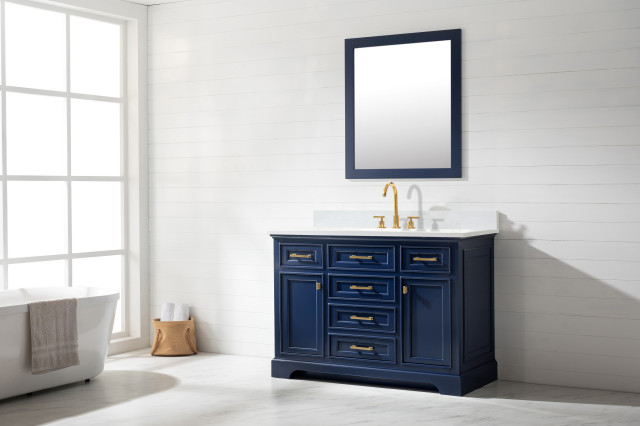 Milano Single Vanity, Blue, 48" - Transitional - Bathroom Vanities And ...