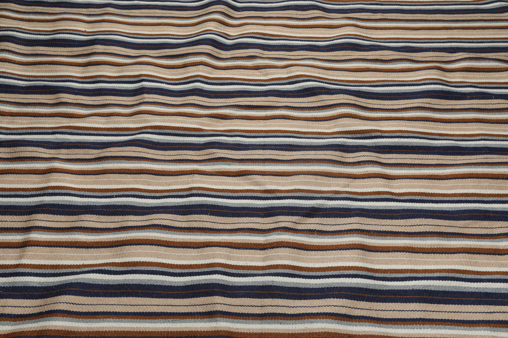 Tan Blue Color Flatweave Rug, 7'10"x11'2" - Contemporary - Area Rugs ...