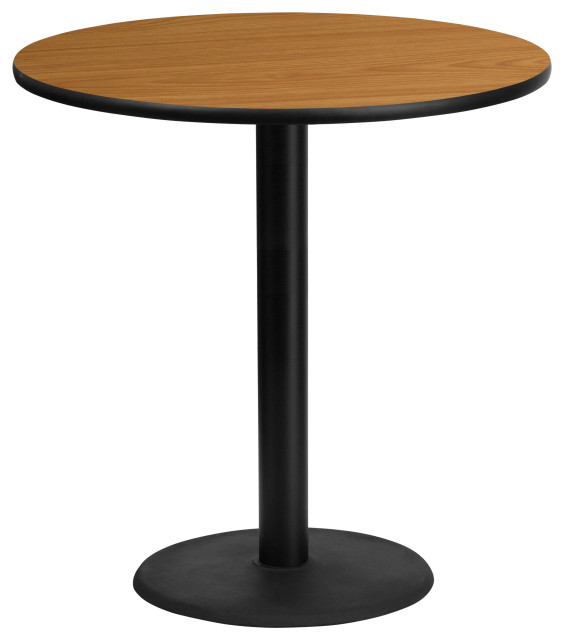 42'' Round Natural Laminate Table Top with 24'' Round Bar Height Table ...