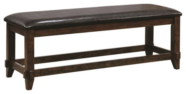 Bowery Hill Solid Wood Padded Seat Bench in Brown Cherry Finish ...