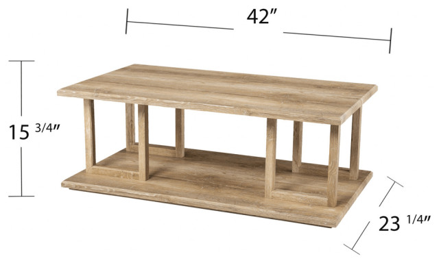 42" Natural Light Brown Wood Two Tier Rectangular Coffee Table - Transitional - Coffee Tables ...