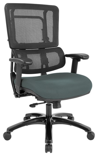 Vertical Black Mesh Back Chair in Gray Custom Fabric Seat ...