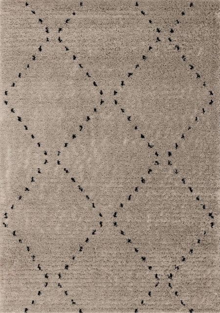 Reese Collection Beige Carved Pile Diamond Pattern Rug - Scandinavian ...