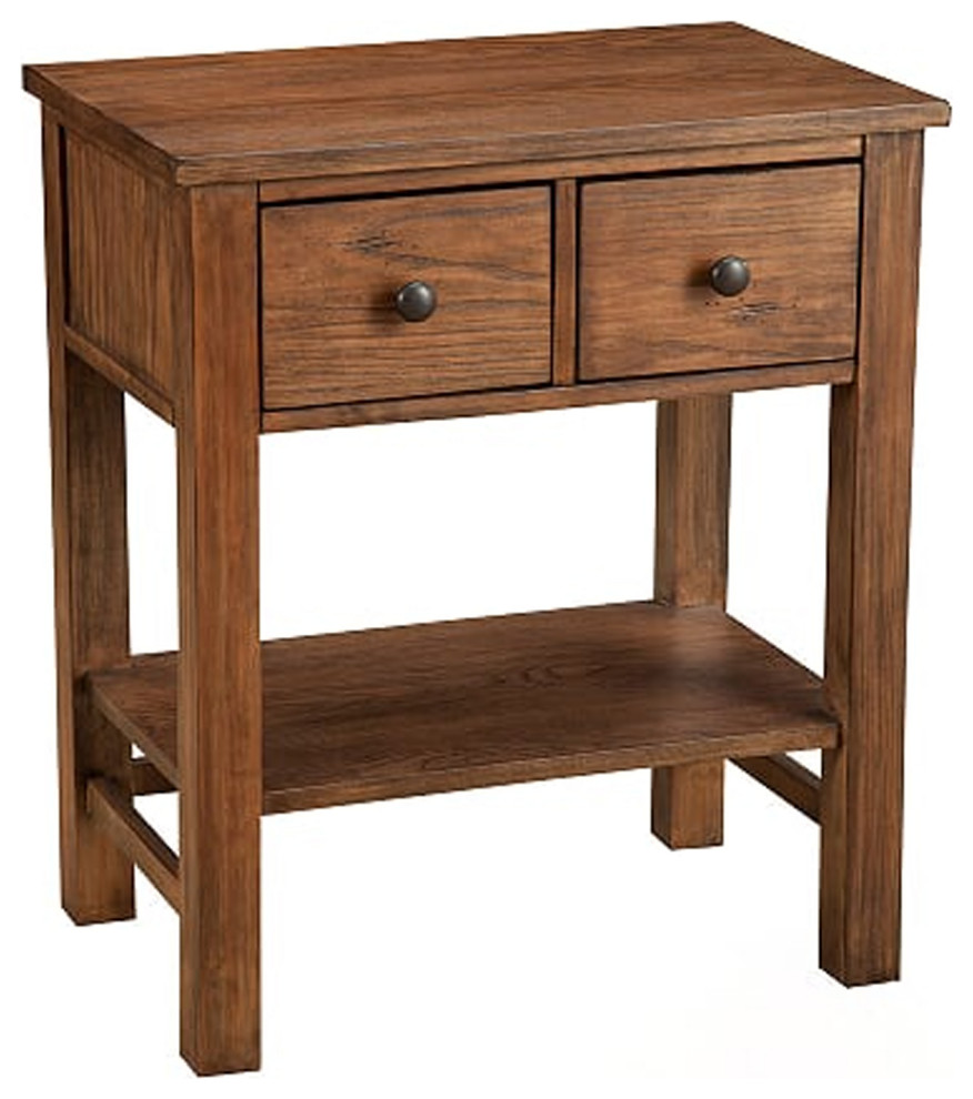 Transitional Nightstand with 2 Drawers and Open Bottom Shelf, Brown ...