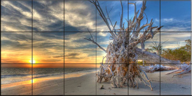Tile Mural, Washed Out Sunset by Sean Allen, 17" x 8.5" (8 Tiles ...