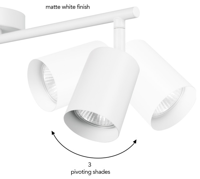 21" 3-Light Matte White Track Lighting with Pivoting Track Heads ...