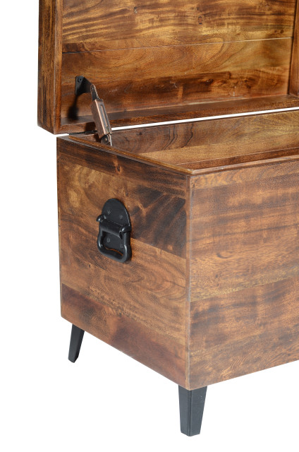 Landon Solid Acacia Hardwood 45'' Storage Trunk Chest, 45" - Industrial ...