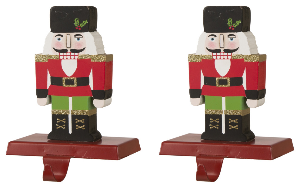 7" Wooden/Metal Nutcracker Stocking Holder, Set of 2 - Modern ...
