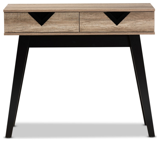 Modern and Contemporary Light Brown Finished Wood 2-Drawer Console ...