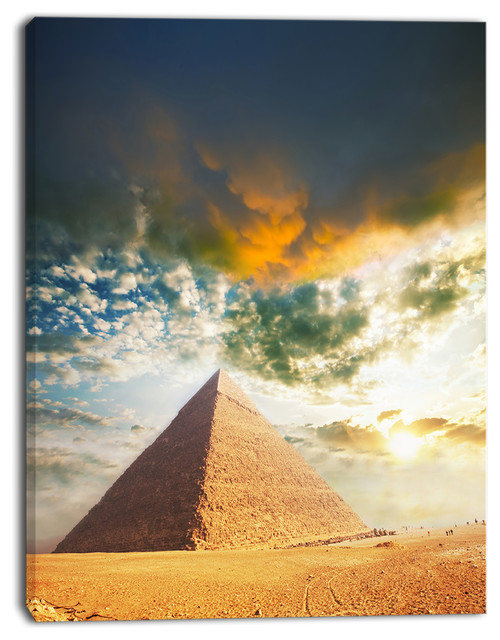 Egyptian Pyramid under Cloudy Skies, Modern Landscape Canvas Art, 12 ...