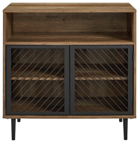 Walker Edison Modern Metal Door Accent Cabinet, Reclaimed Barnwood ...