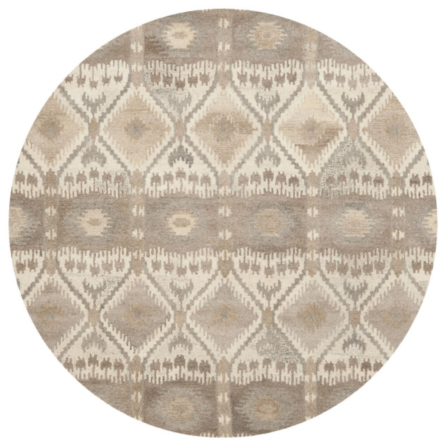 Transitional Geometric Wool Area Rug in Natural and Multi-Colored ...